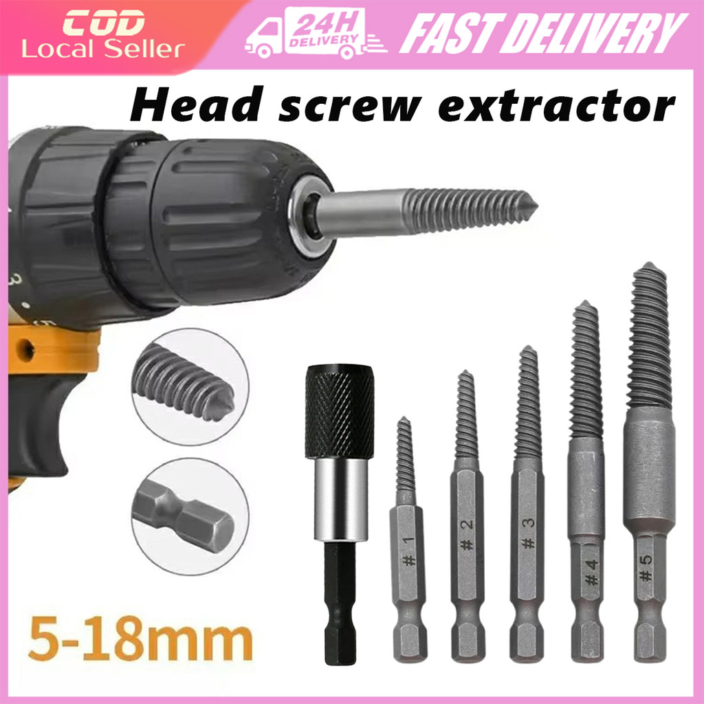 5pc Hex Shank Damaged Screw Extractor Removing Damaged Screws Power ...