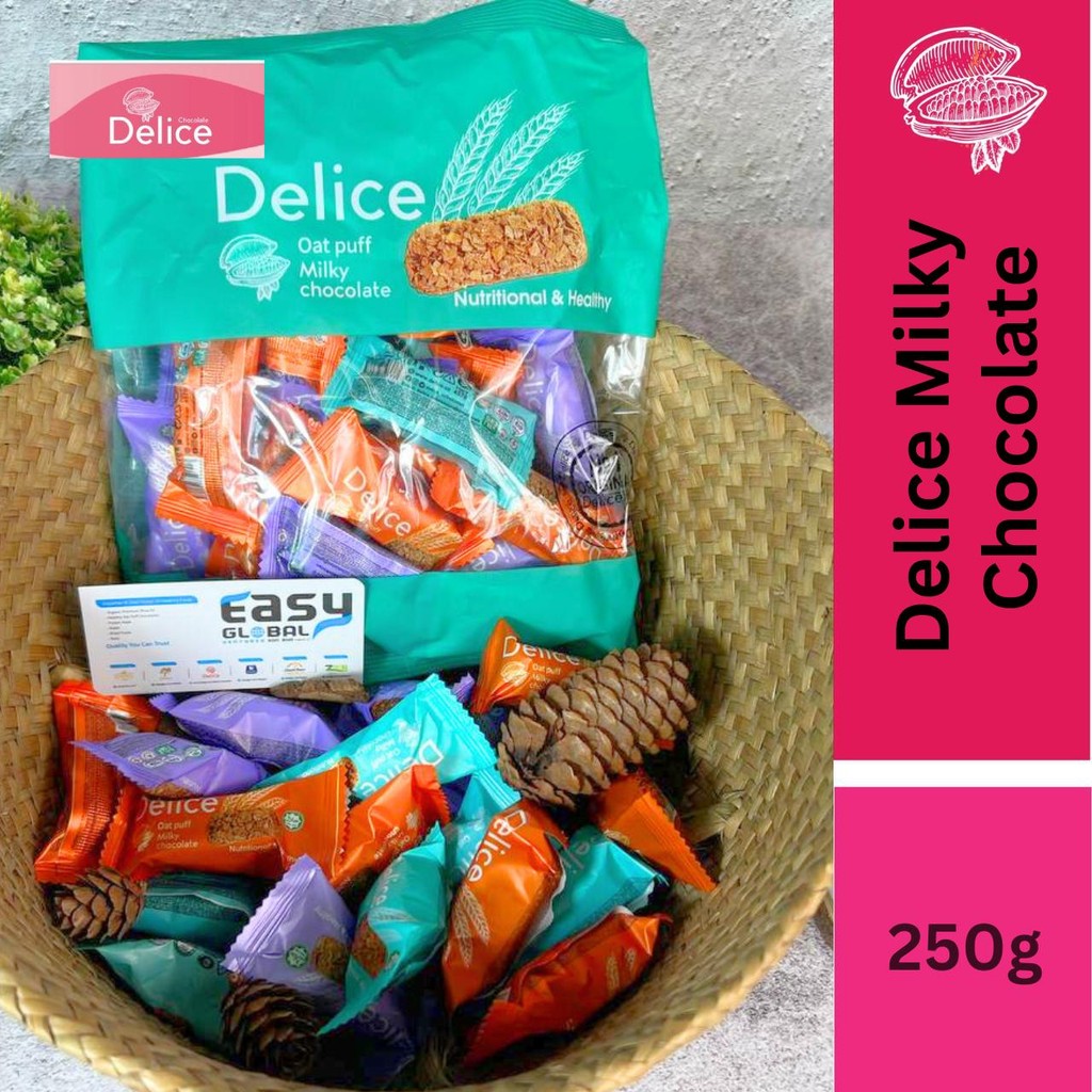 Delice Snek Coklat Susu Oat Puff | Milky Chocolate Mini Bar Snacks 250G ...