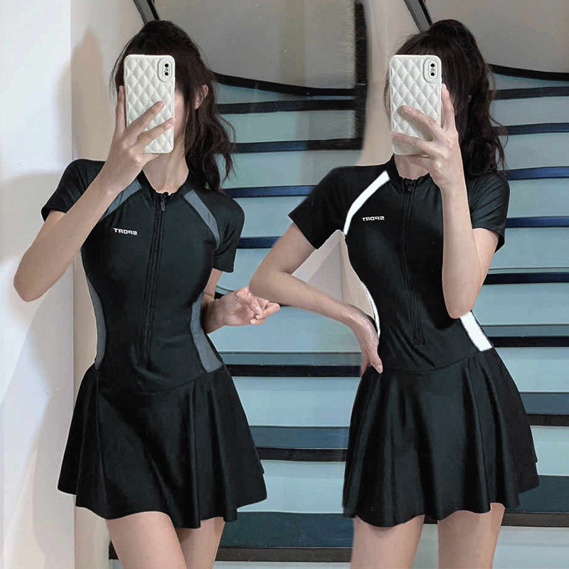 Women Slim Sports Dress Swimsuit One-Piece Conservative Sport Skirt ...