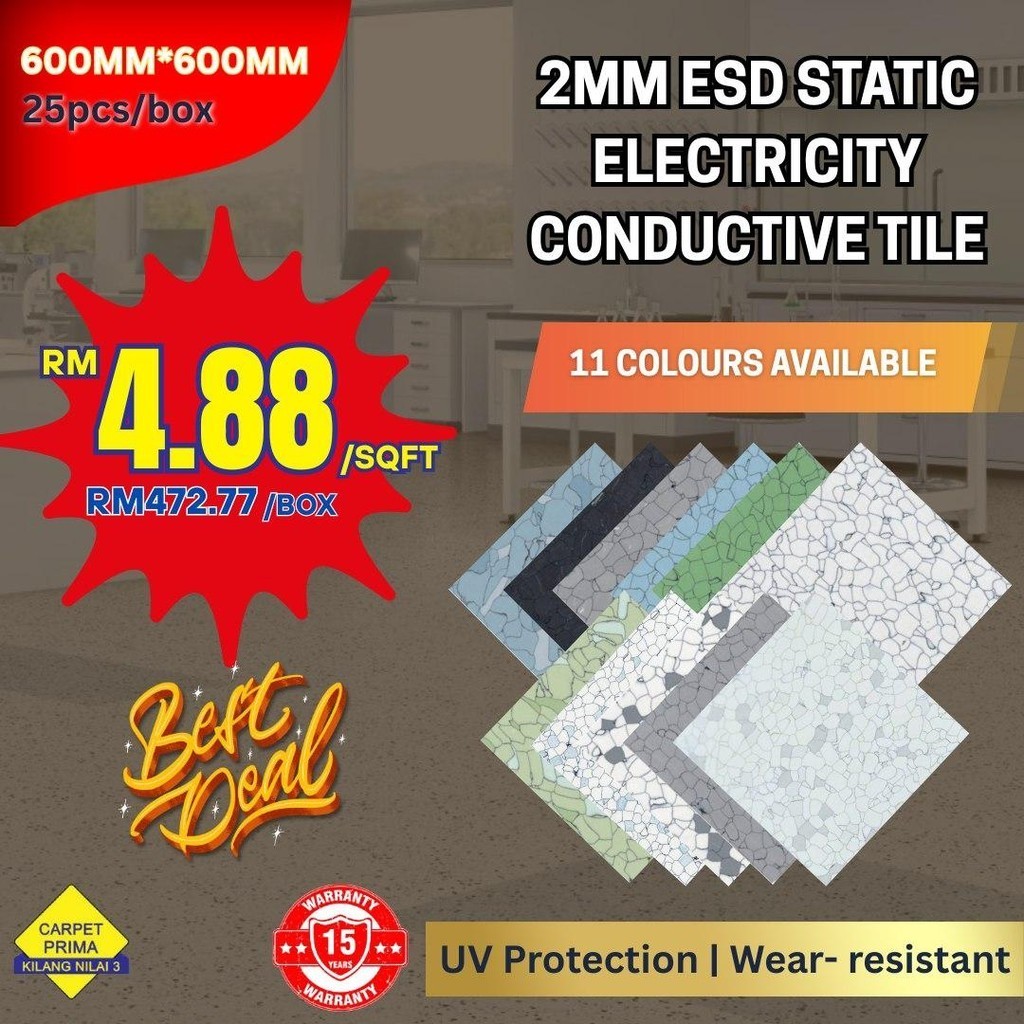 ESD Static Electricity Conductive Tile 2mm | Static Conductive Vinyl ...