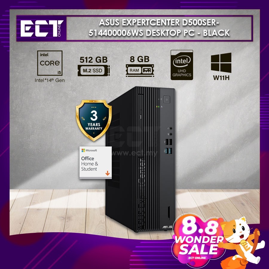 Asus ExpertCenter D500SER-514400006WS Desktop PC (i5-14400 4.7Ghz, 512GB, 8GB D5, Intel, W11 ...
