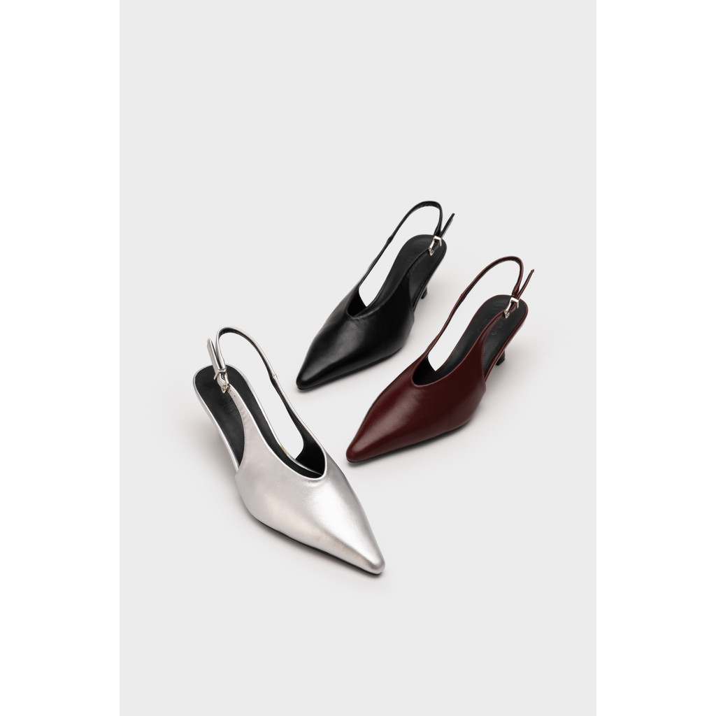 Nose Pointy Toe Slingback Heel Pump - Maroon Kasut Tumit Slingback ...