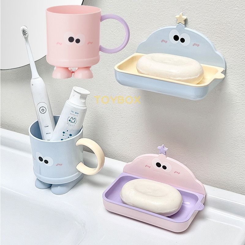 Cartoon Soap Box Double-Layer Soap Box Wall-Mounted Bathroom Drain Rack ...