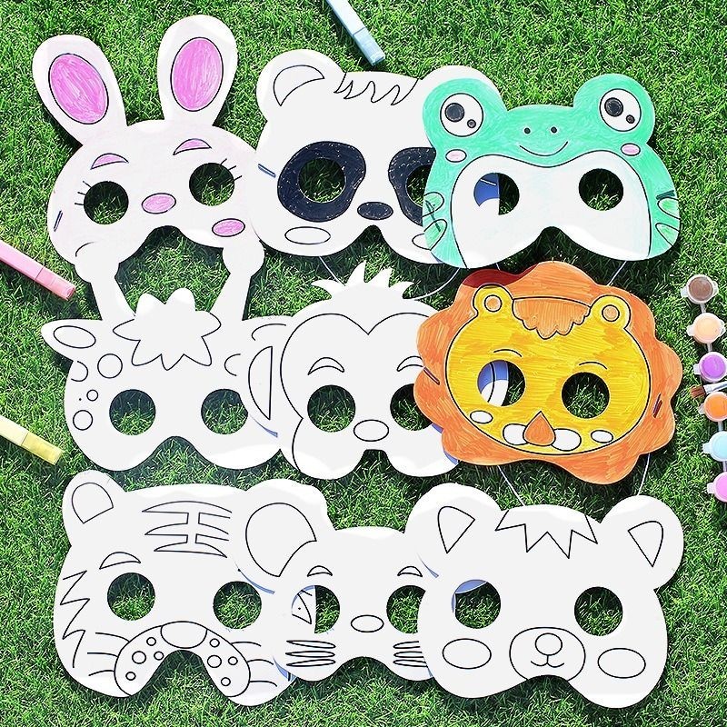 [Ready Stock] Cartoon DIY Painting Mask Kindergarten Art Coloring Mask ...