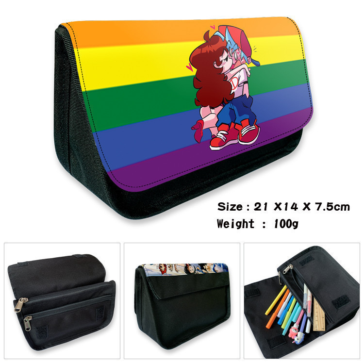 Friday Night Funkin Cartoon Canvas Student Black Zipper Pencil Case ...