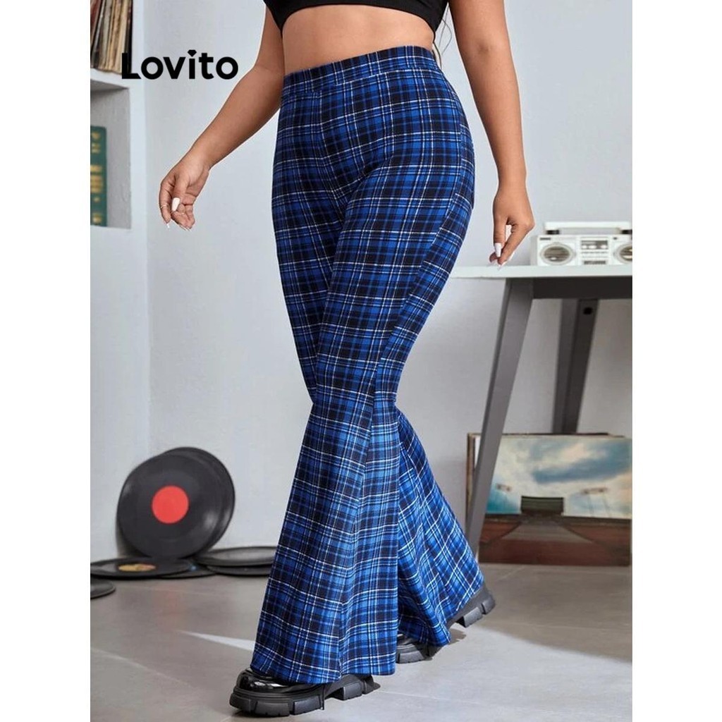 Lovito Casual Plaid Colorblock Pants for Women LNL63037 Lovito Celana ...