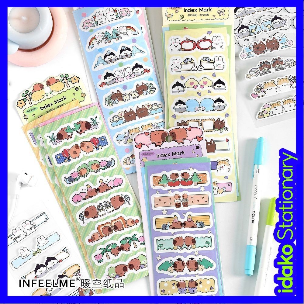 Idako [Index Mark Series] Adhesive Three-Segment Long Tape Korean Cute ...