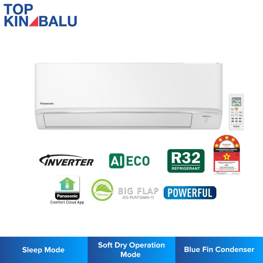 [SABAH ONLY] PANASONIC 1HP PU9AKH-1/RU9AKH R32 STANDARD INVERTER PU SERIES AIR CONDITIONER ...