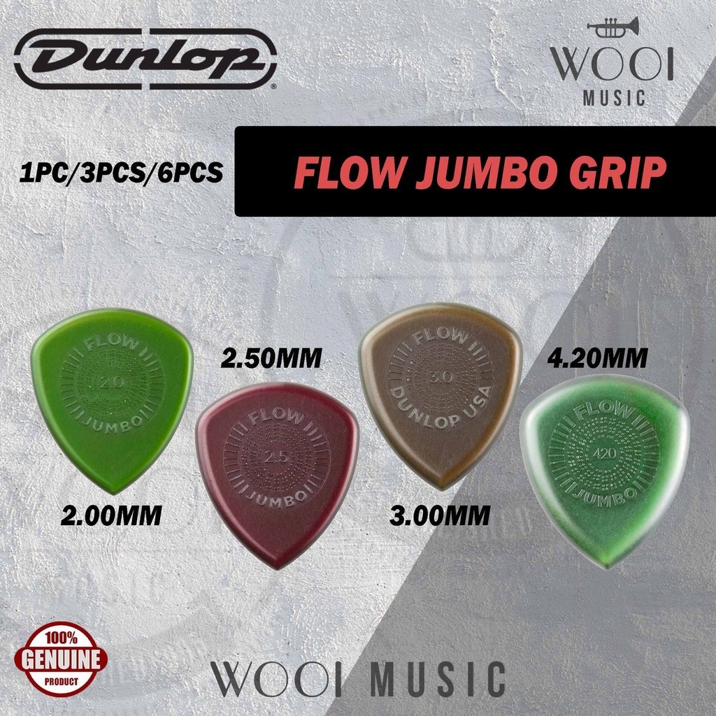 Jim Dunlop Flow Jumbo Grip Guitar Pick - Made In USA (1pc/3pcs/6pcs ...