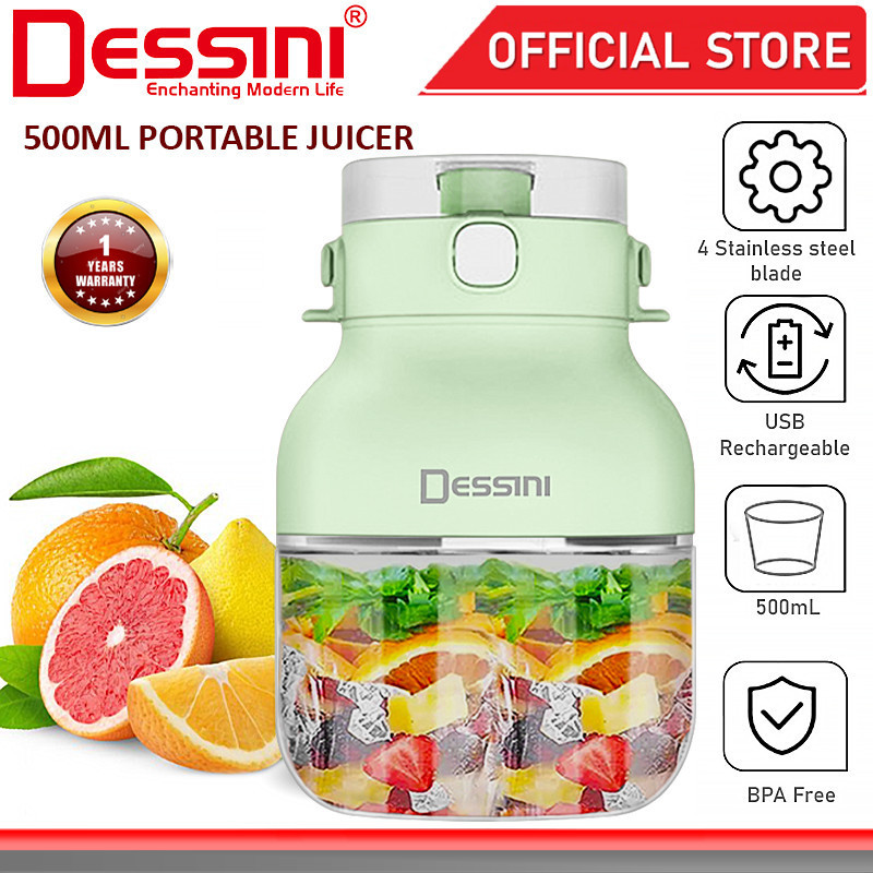 DESSINI ITALY 500mL USB Rechargeable Portable Bottle Juicer Blender ...