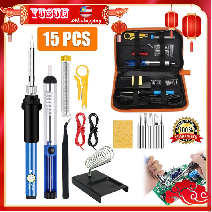 15pcs/set Electric Soldering Iron Tool 60W Adjustable Temperature ...