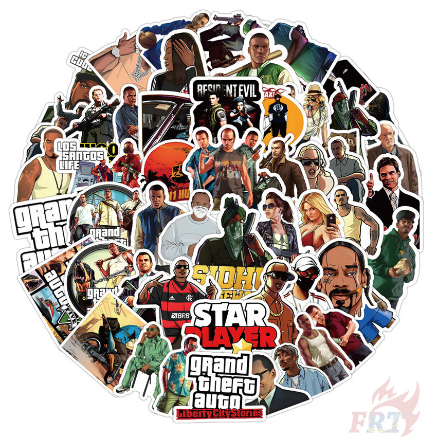 50Pcs/Set Grand Theft Auto GTA Series 04 Stickers Waterproof DIY ...