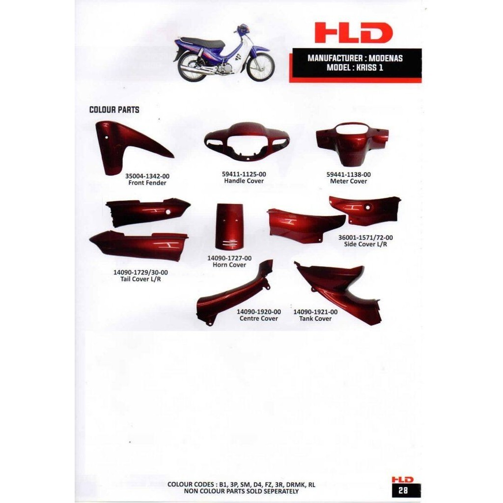 BODY SET MODENAS KRISS 110 (NO DISC) - DRUM KRISS110 KRISS 1 COVERSET ...