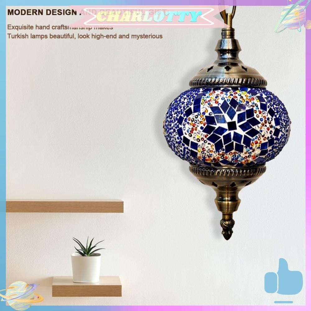 CHA Decorative Glass Globe Fixture E27 Mosaic Pendant Light Turkish ...