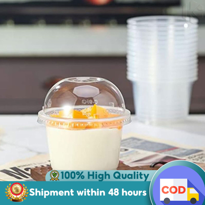 50Pcs 250ml Pudding Cups Disposable Packing Box with Lids Plastic Boxes ...