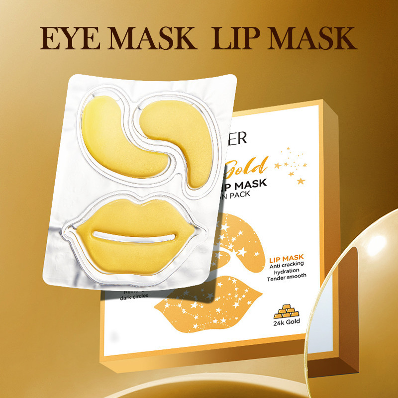 ROREC SADOER 24K Gold Eye Mask Lip Mask Combination Pack (10pcs ...