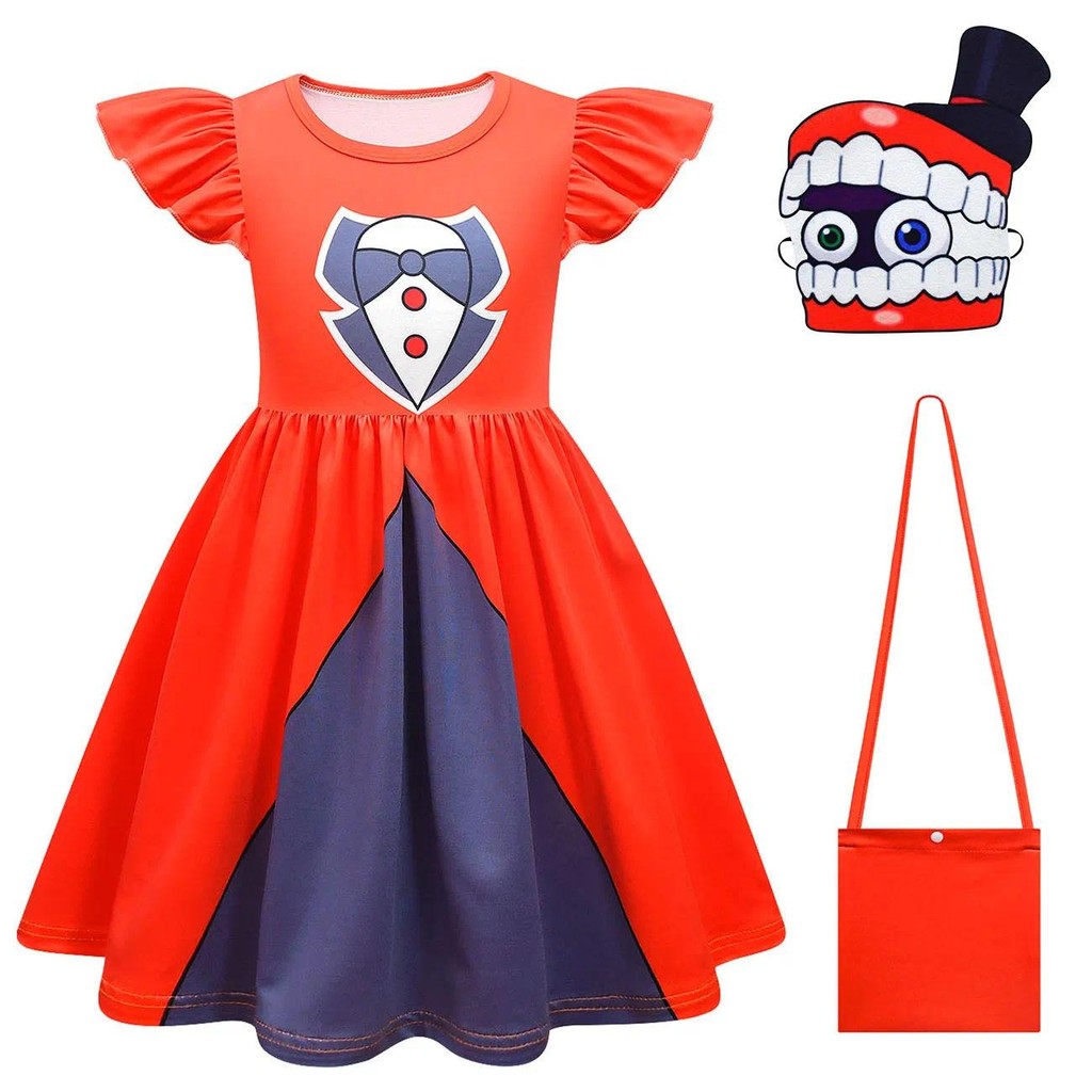 Kids Girls Anime Cartoon Ruffle Short Sleeves Clown The Amazing Digital ...