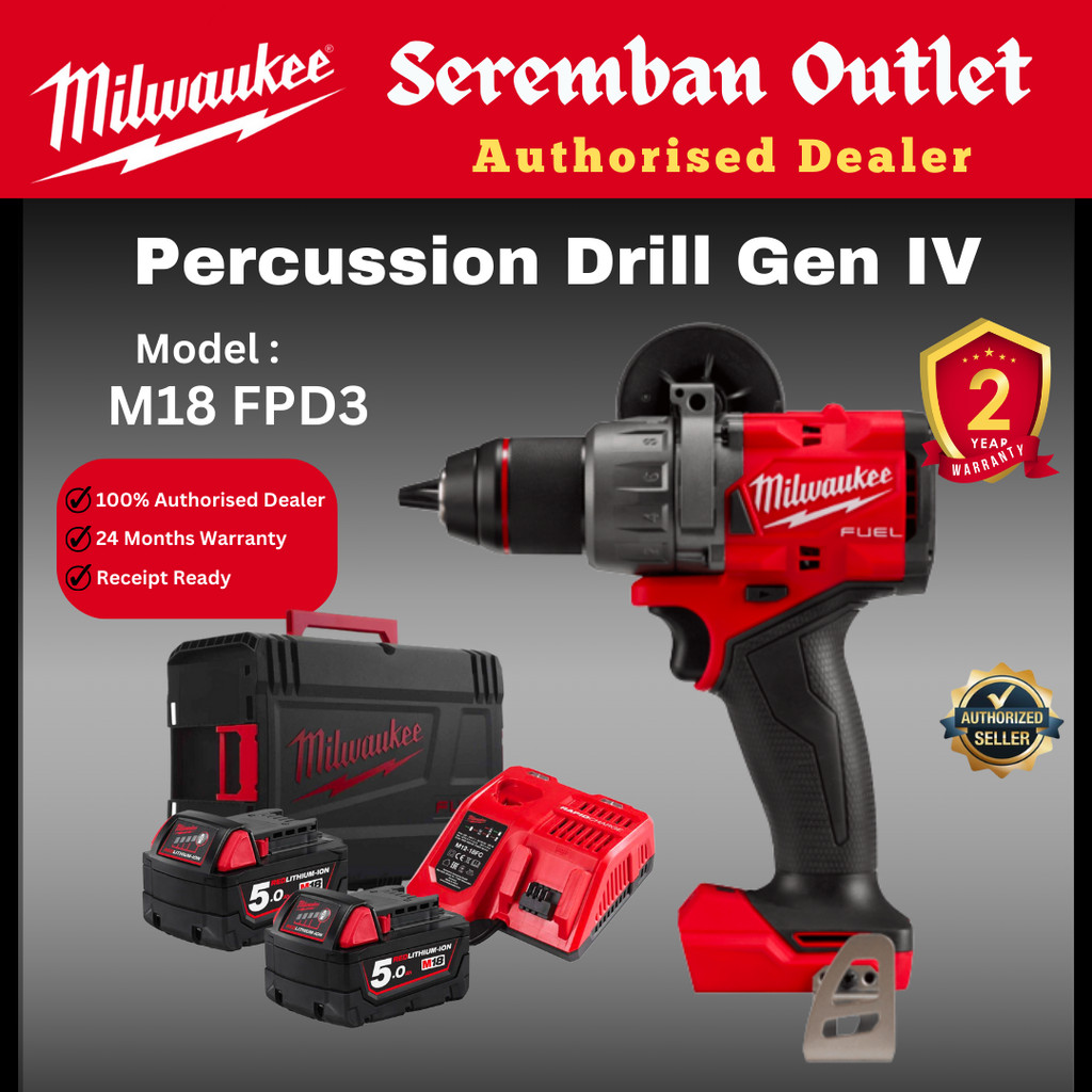 Milwaukee M18 Percussion Drill 13mm / FPD3 / Impact Drill / Cordless ...
