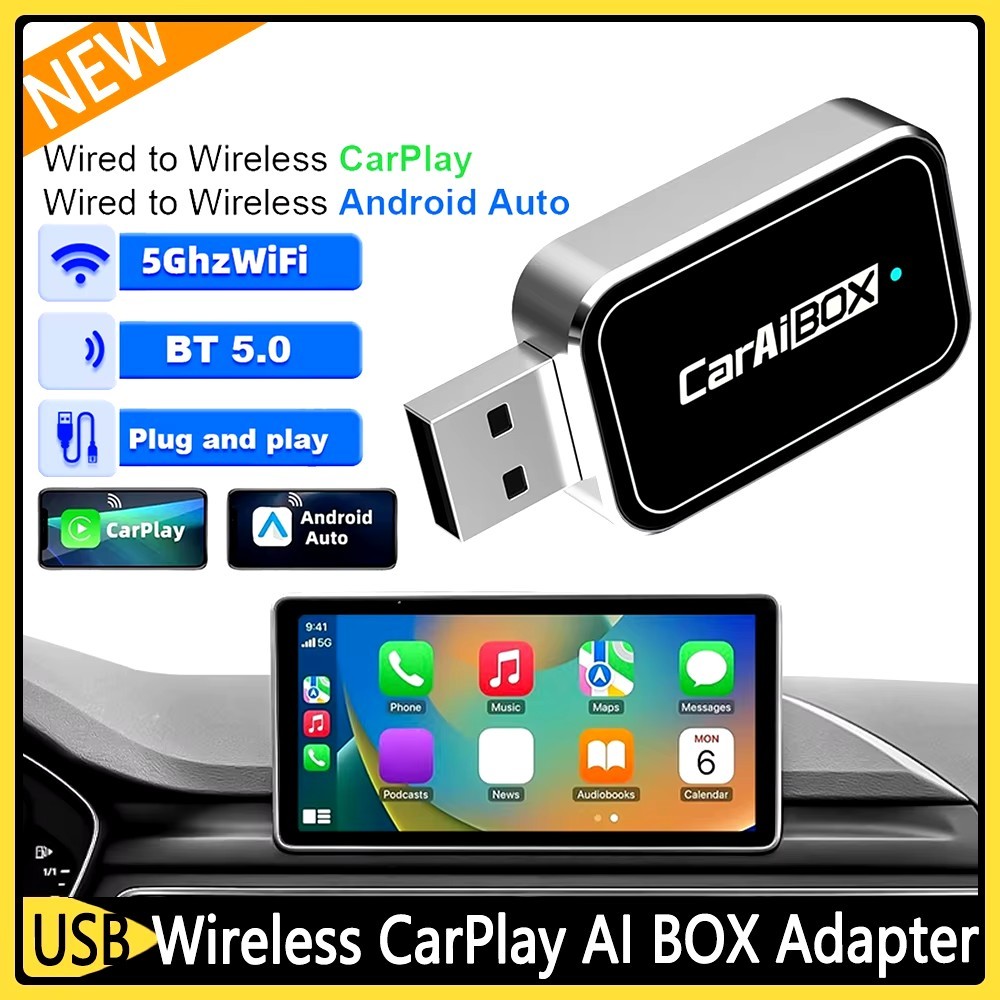 CarAIBOX 2in1 Wireless CarPlay Adapter Wireless Android Auto Dongle Box ...