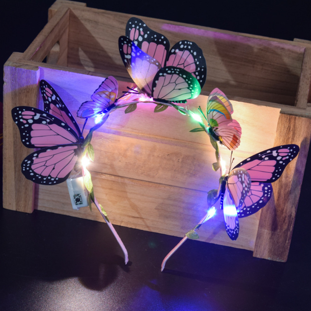 New Glow Butterfly Luminous Hairbands Light Up Flash Headband Women ...