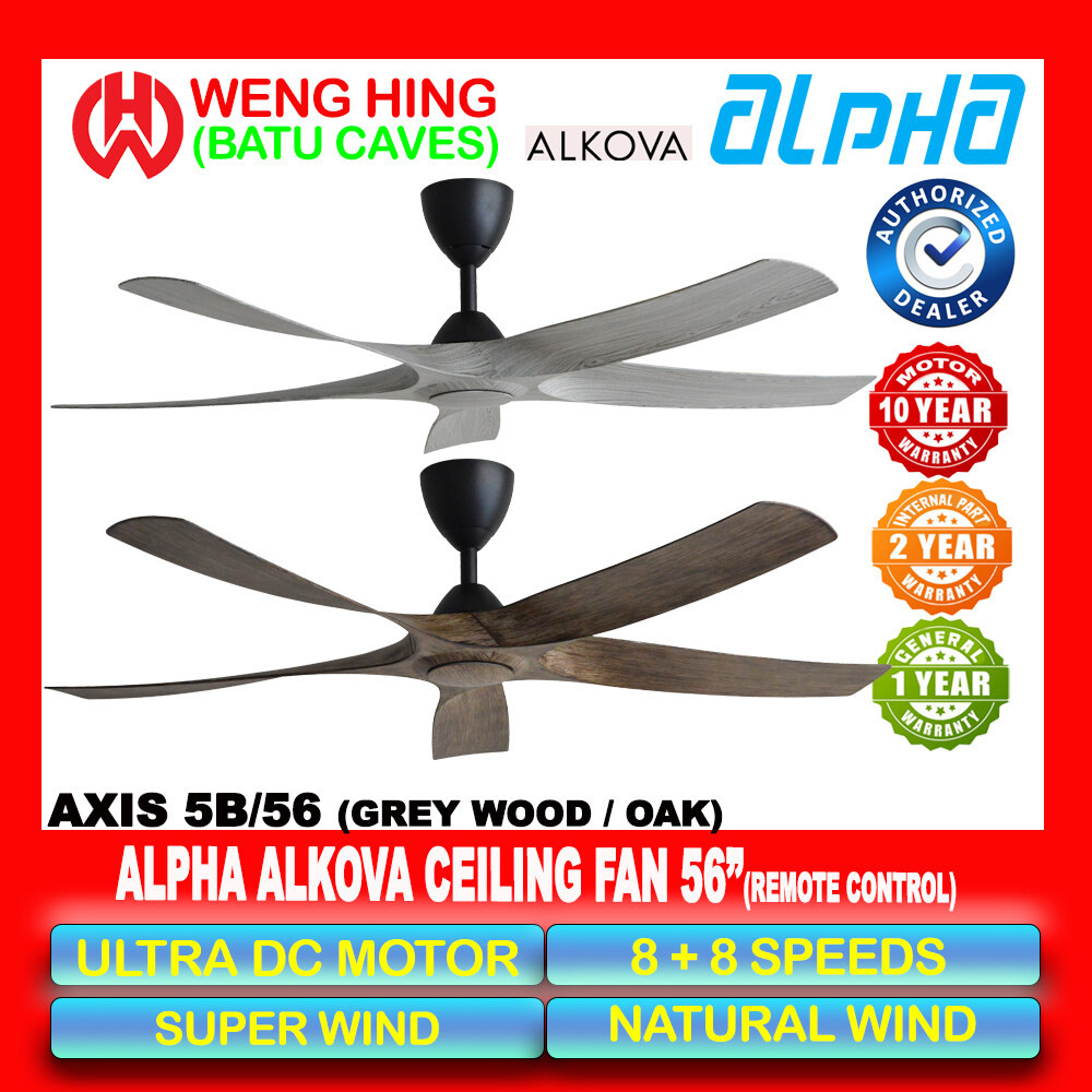Alpha Alkova Series R/Control DC Motor Ceiling Fan AXIS 5 Blades 56 ...