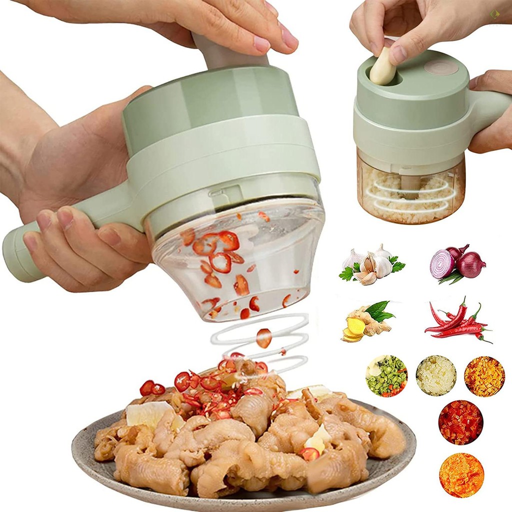 4 in 1 Handheld Electric Food Chopper Wireless Vegetable Cutter Set ...