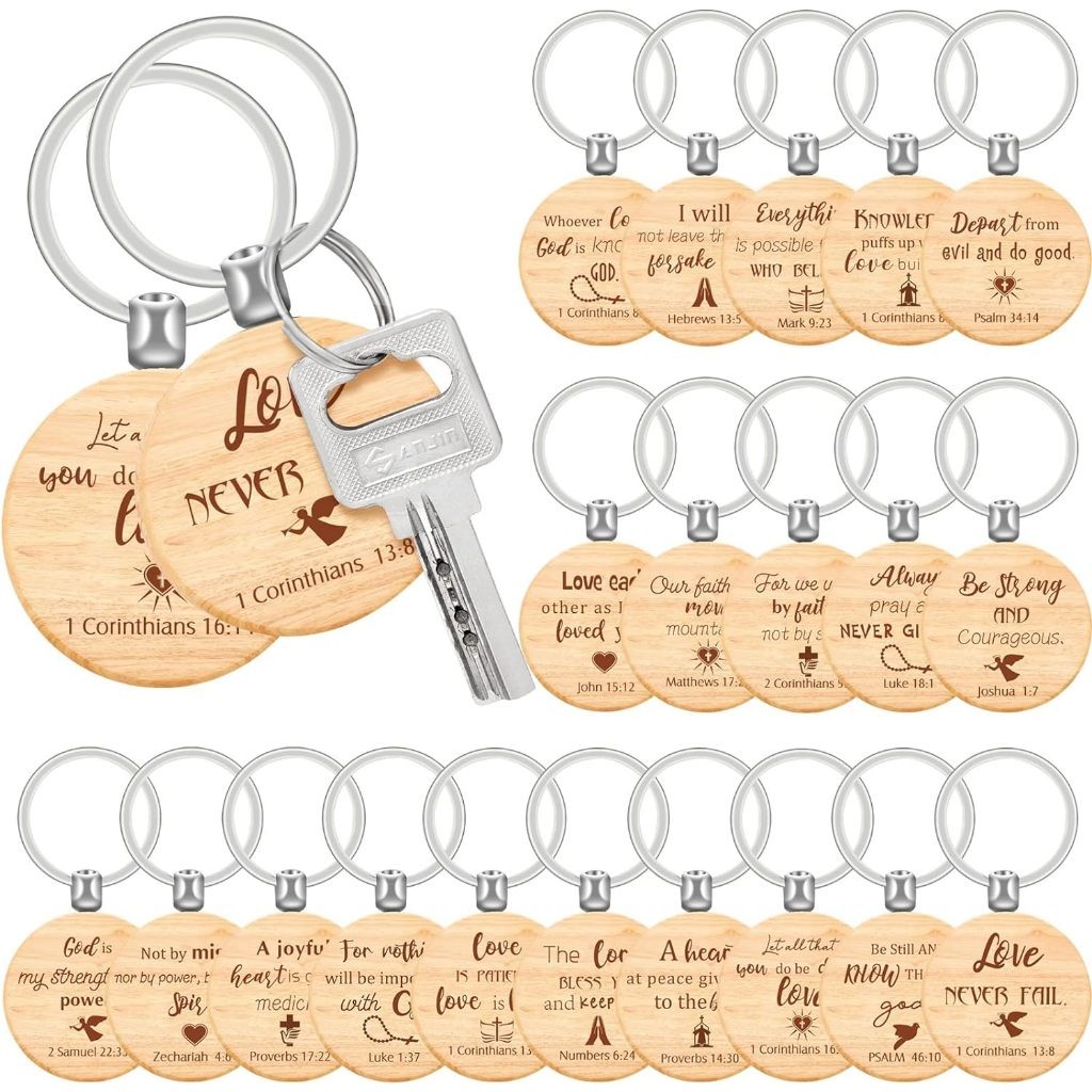 Bible Verse Keychain - Christian Gifts Wooden Key Chain - Inspirational ...
