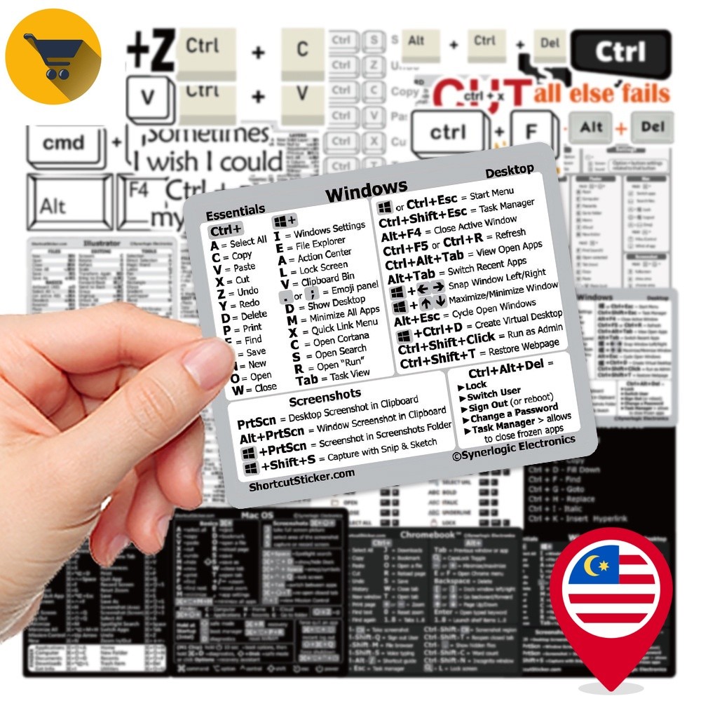 MK2 Windows PC Transparent Reference Keyboard Shortcut Sticker ...