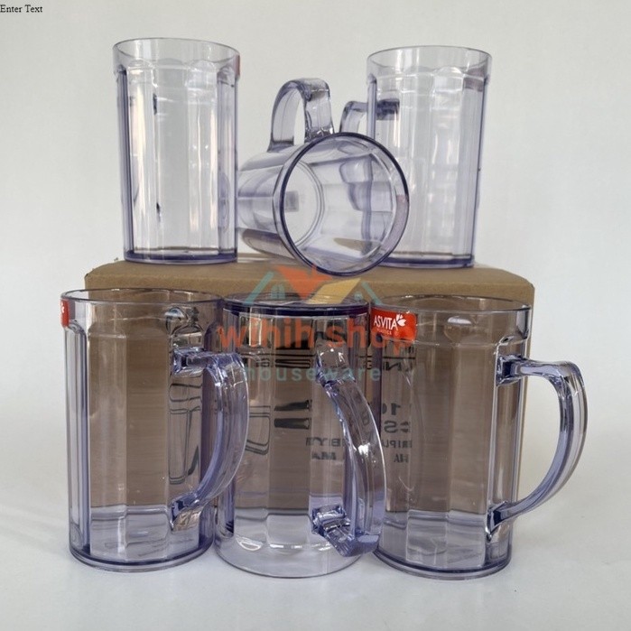 Zumba Crystal Beer Glass 450 Ml GB-107 Asvita / Acrylic Glass (6 pcs ...