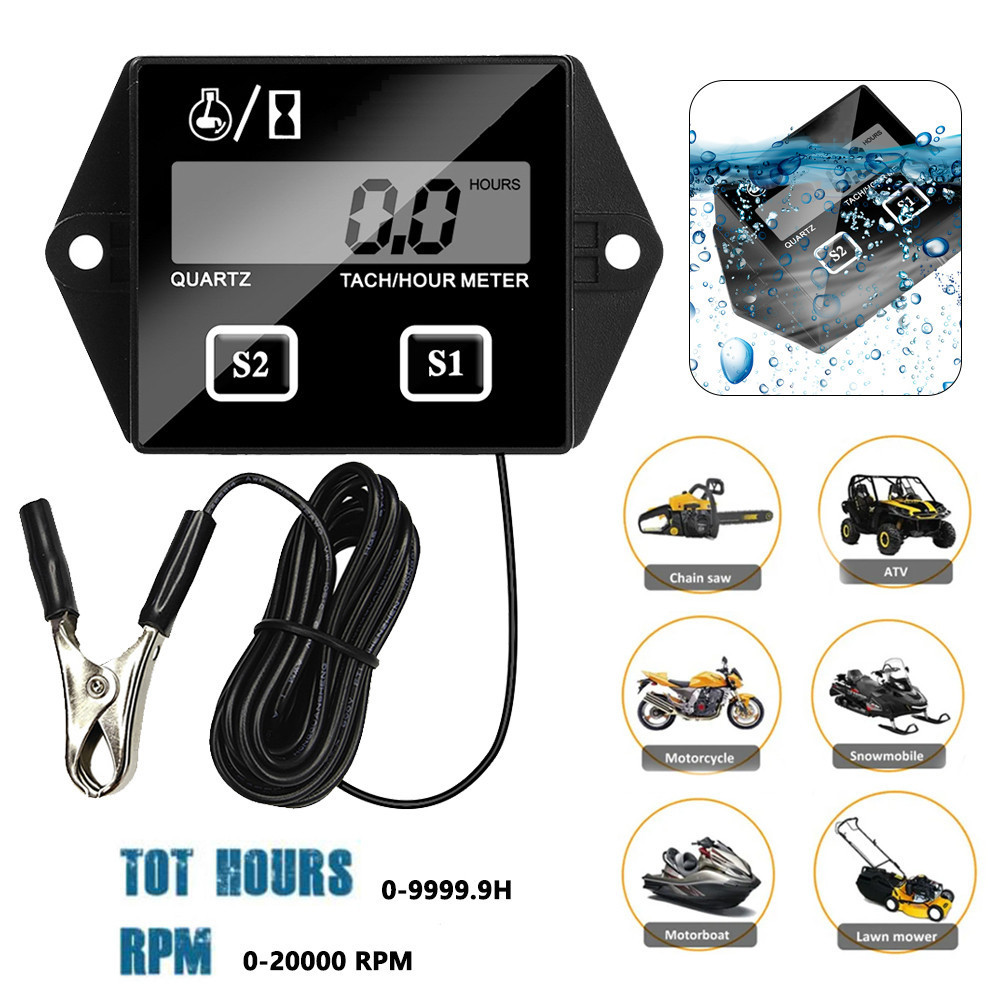New Brand new motorcycle tachometer with clip IP65 waterproof 0-20000 ...