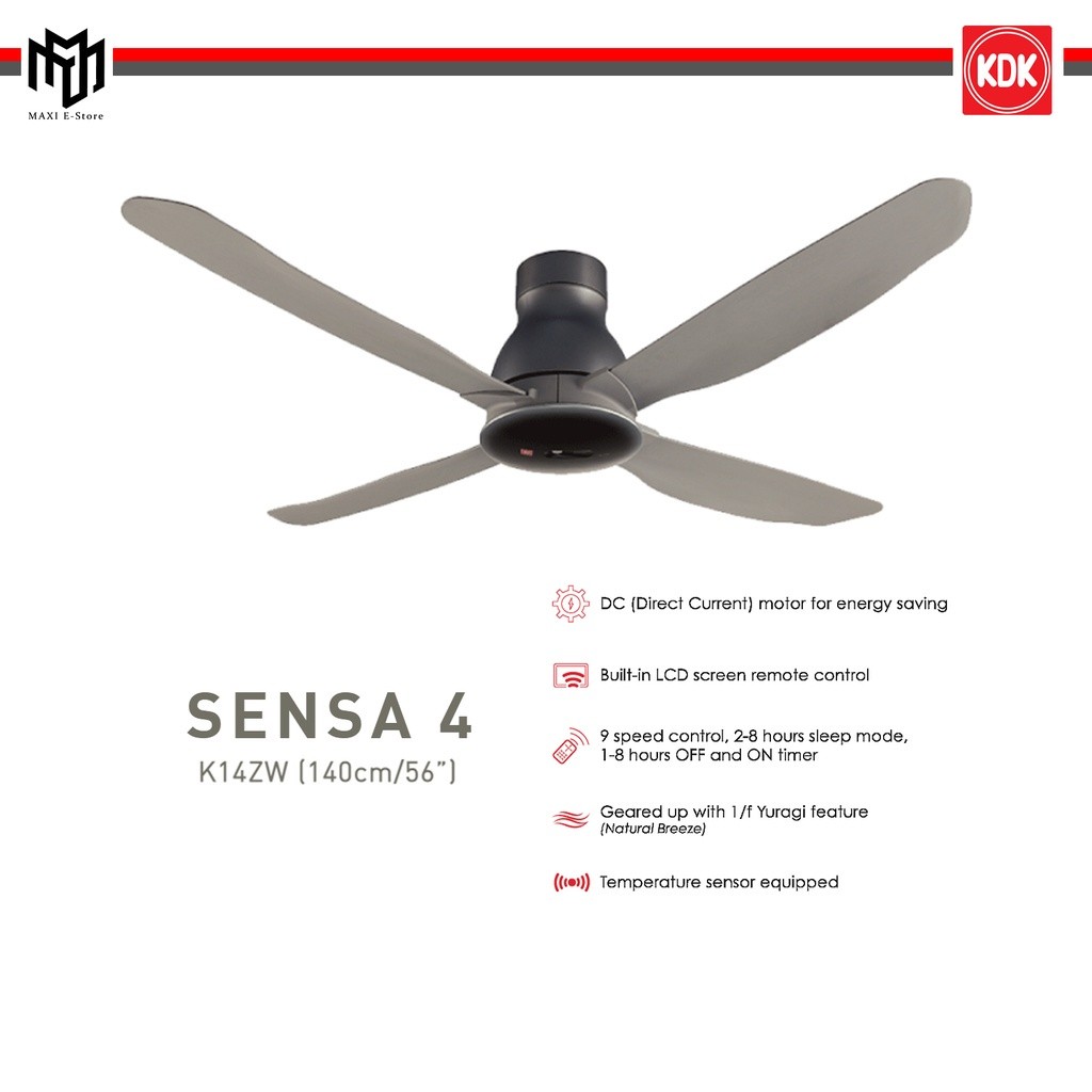 KDK Sensa 4 K14ZW 4 Blades 56 Inch Ceiling Fan - DC Motor (5 Star ...