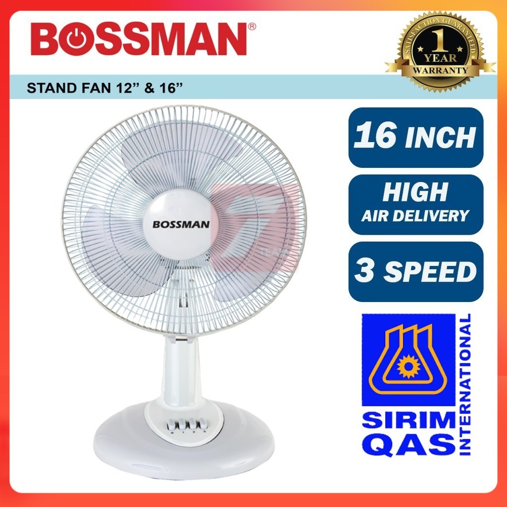 Bossman Table Fan 12" l16" Kipas Meja Kipas Table Fan Ground Fan l 3Blades kipas Angin Kipas ...