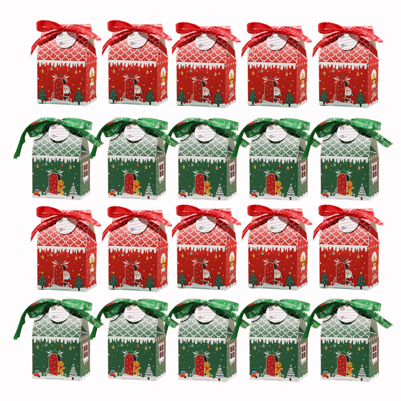 Christmas Snowman Gingerbread House Small House Candy Cookie Box Bow ...