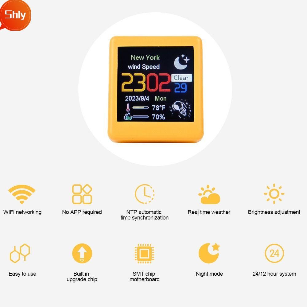 SHLY Smart Clock, USB Charging with Full Screen Gif Animation Weather ...