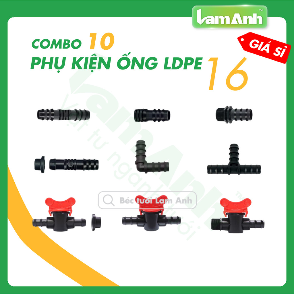 (10 pieces) 16mm LDPE pipe irrigation accessories - connector, lock ...