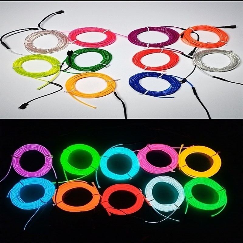 5m Panjang Jalur LED Neon Mini DIY Tali Kawat dengan Lampu Biru, Merah ...