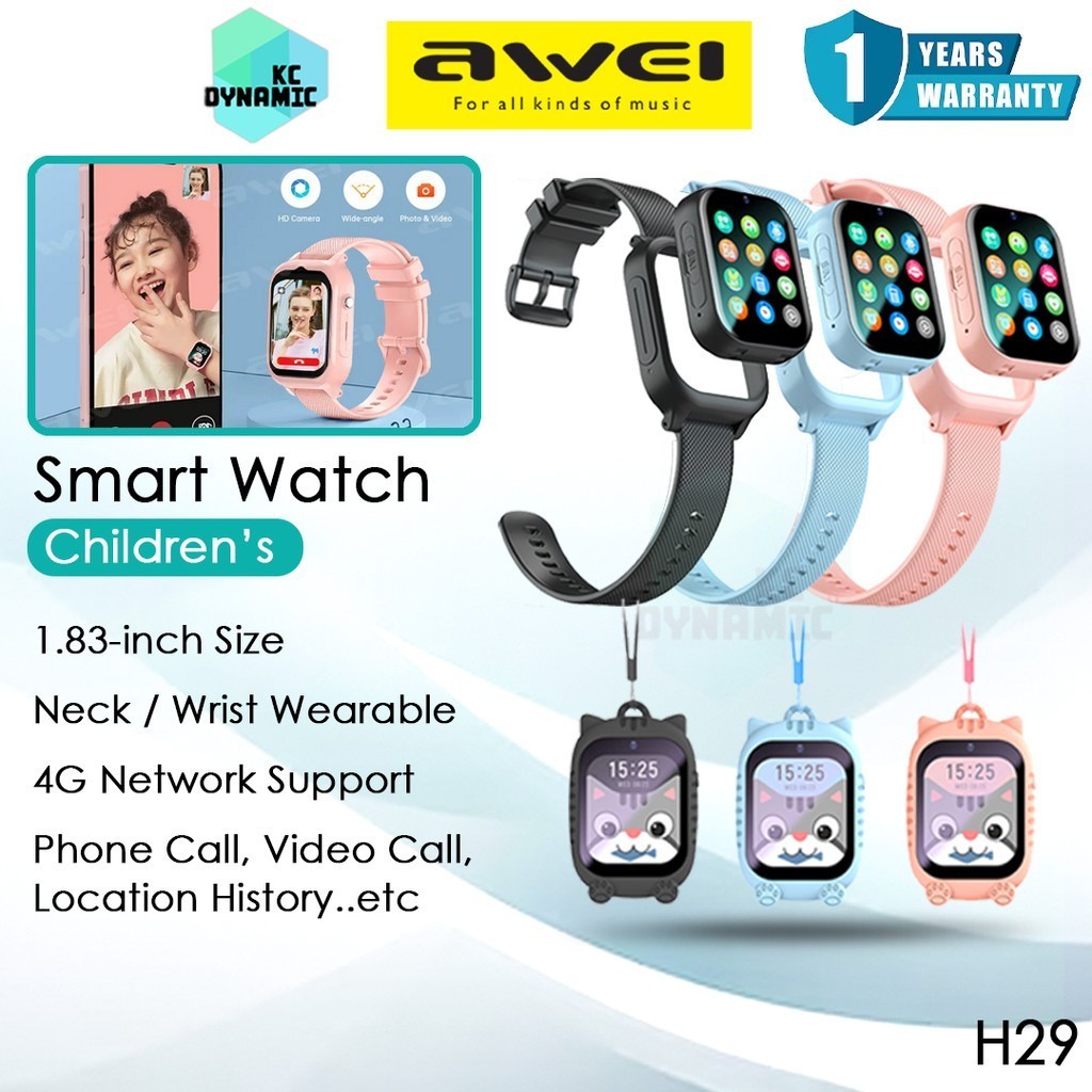 Awei H29 Children Watch 1.83inch Screen 4G Children Smart Watch Kid ...