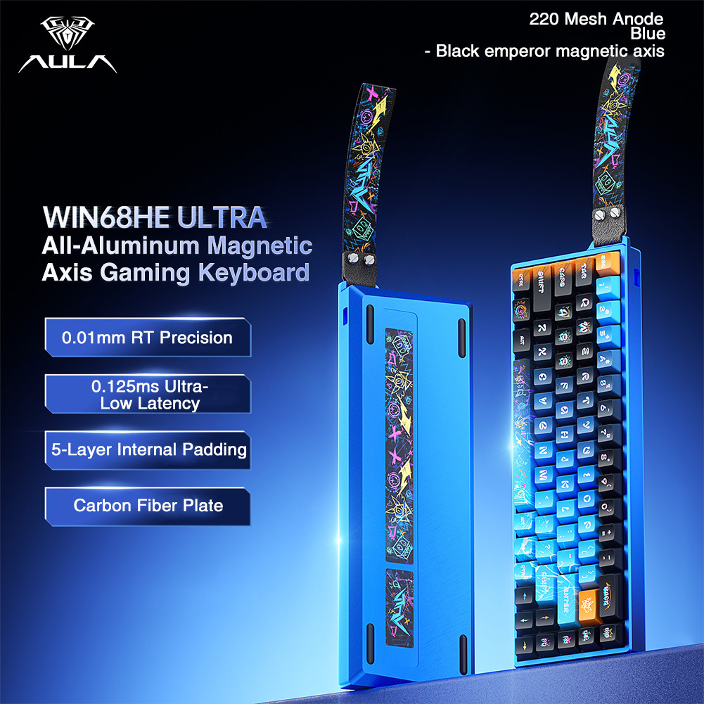 AULA Aluminum Magnetic Keyboard WIN68HE Ultra 68Keys RGB Wired 8K RT ...