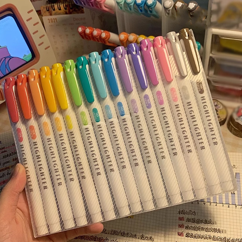 30 Colors Double Tips Highlighter Set Fluorescent Marker Pen Graffiti ...