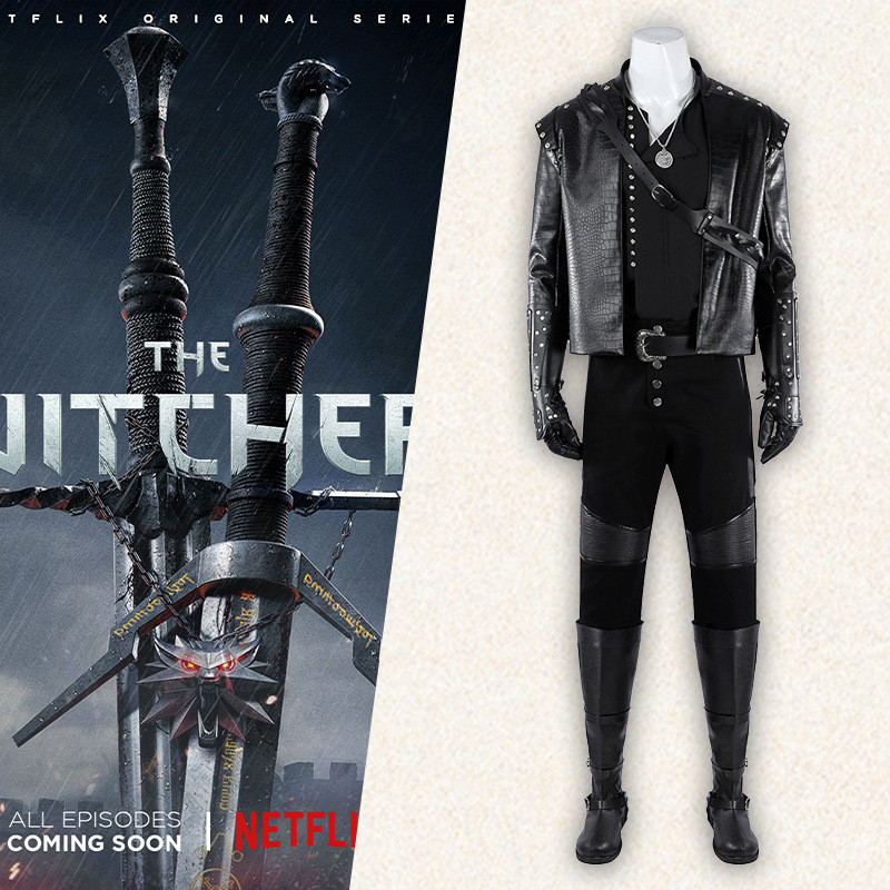 The Witcher Geralt Cosplay Costume: Crocodile - Embossed Leather Jacket ...