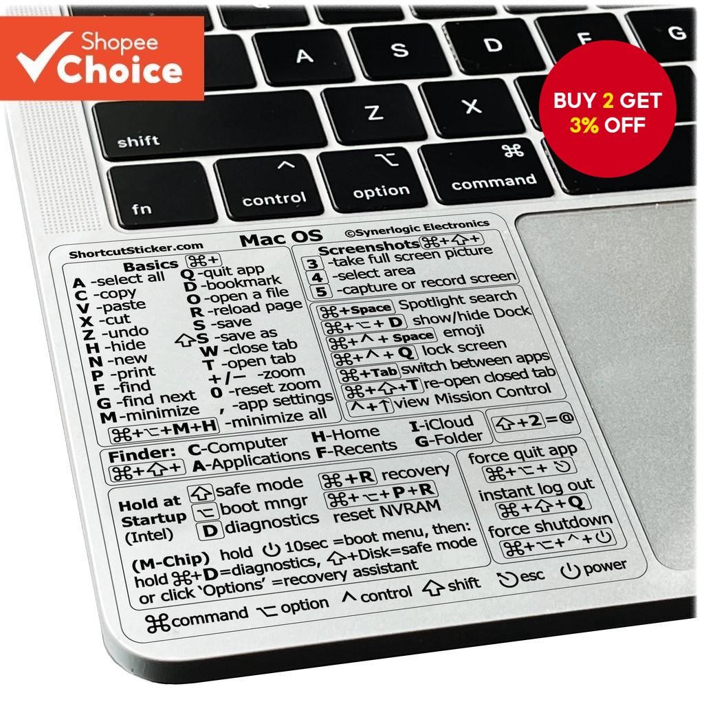 Shortcuts Sticker for Apple Mac OS System, 2023 New Shortcut key ...