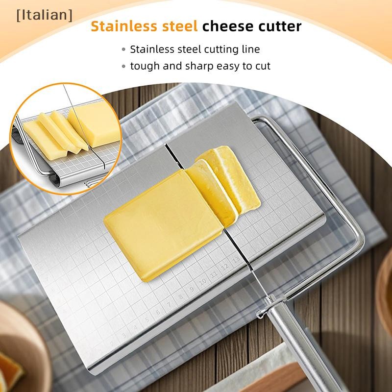 Italian Cheese Slicer With Wire - Adjustable Stainless Steel Block ...