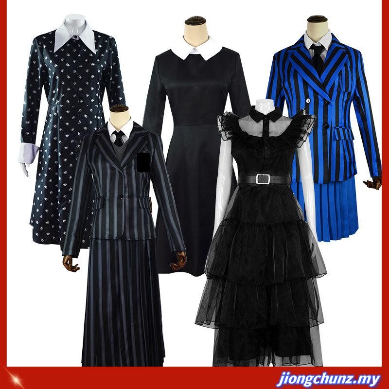 Movie Wednesday Addams Costume for Adult Women Wednesday Black Gothic ...