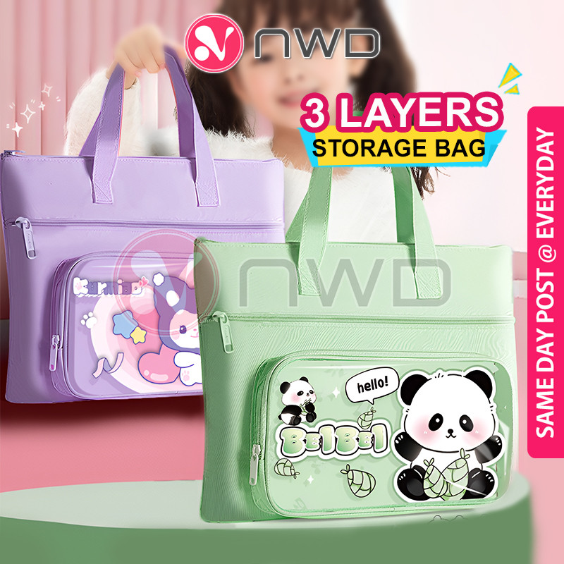 𝟯 𝗟𝗔𝗣𝗜𝗦𝗔𝗡 》 Cute Cartoon Tuition Bag Large Capacity Student School A4 ...