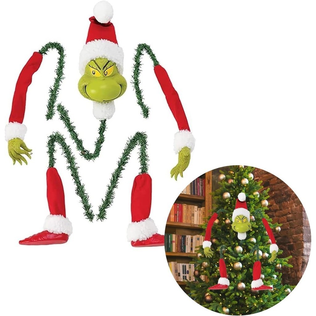 Christmas Tree Decorations Gifts - Grinch Tree Topper, Grinch Elf Head ...