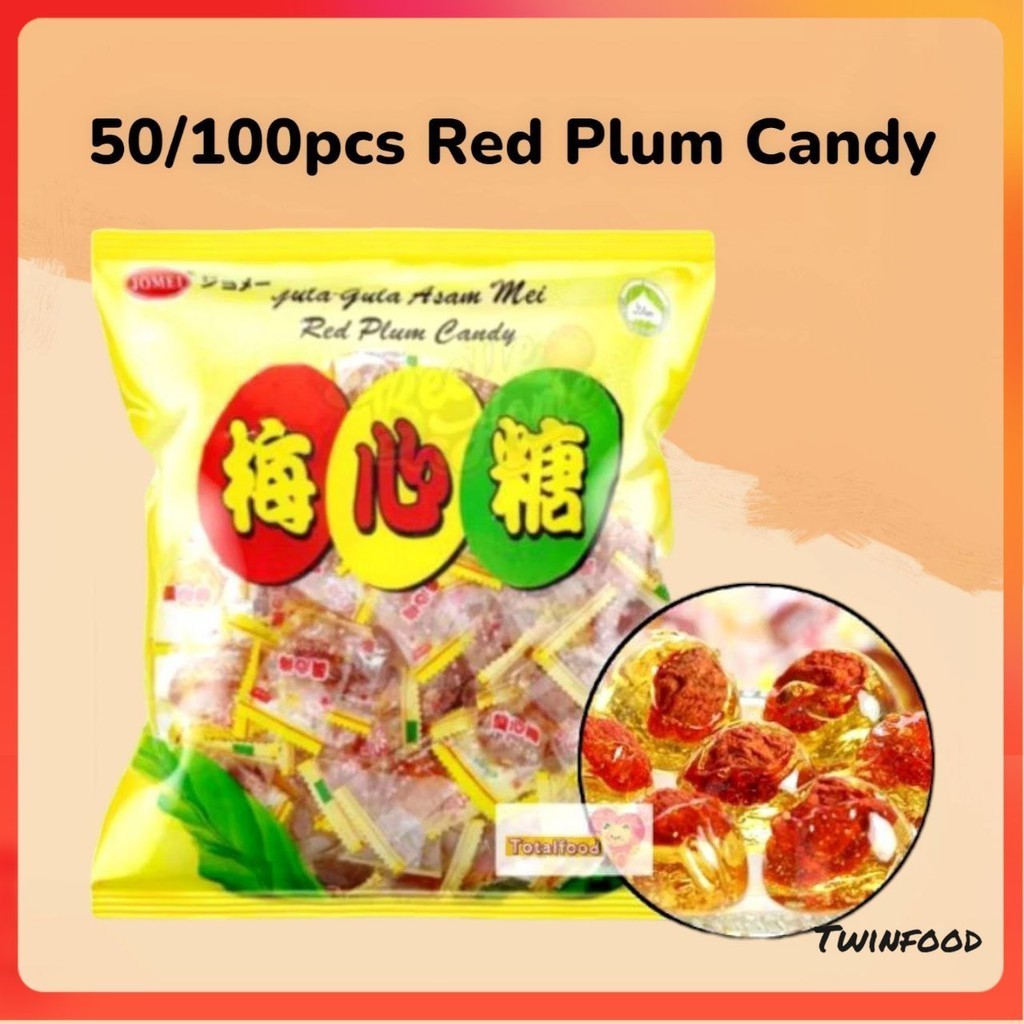 50pcs / 100pcs Jomei Huang Xin Mei Red Plum Candy Gula Asam Boi merah / Gula Plam Asam Manis ...