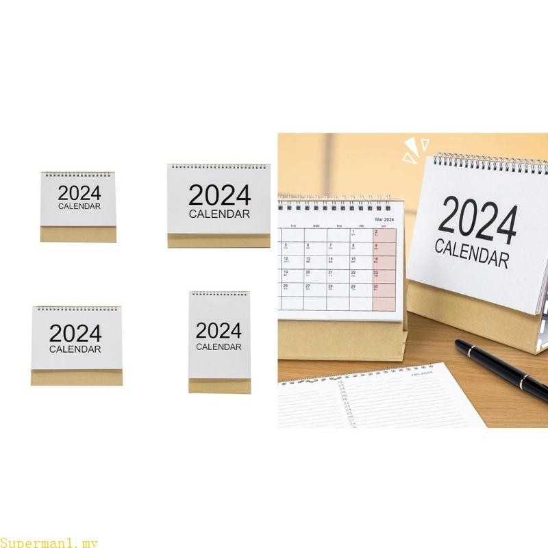 Best Large Monthly 2024 Mini Desktop Calendar Thick Paper and Ruled ...
