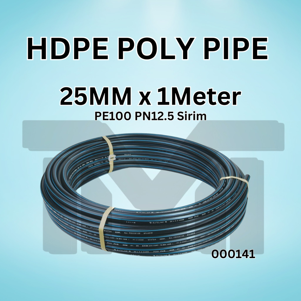 Poly pipe 25mm SIRIM PE100 / PN 12.5 Ready Stock Price/meter | Shopee ...