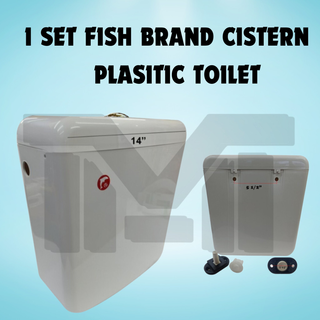 0002 1 Set Fish Brand CISTERN PLASTIC TOILET TANK WHITE / Tanki Air ...