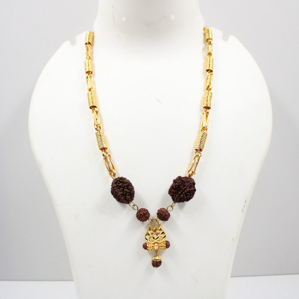 2 Face Rudraksha Mala With Certificate / Malai with Golden Chain ...